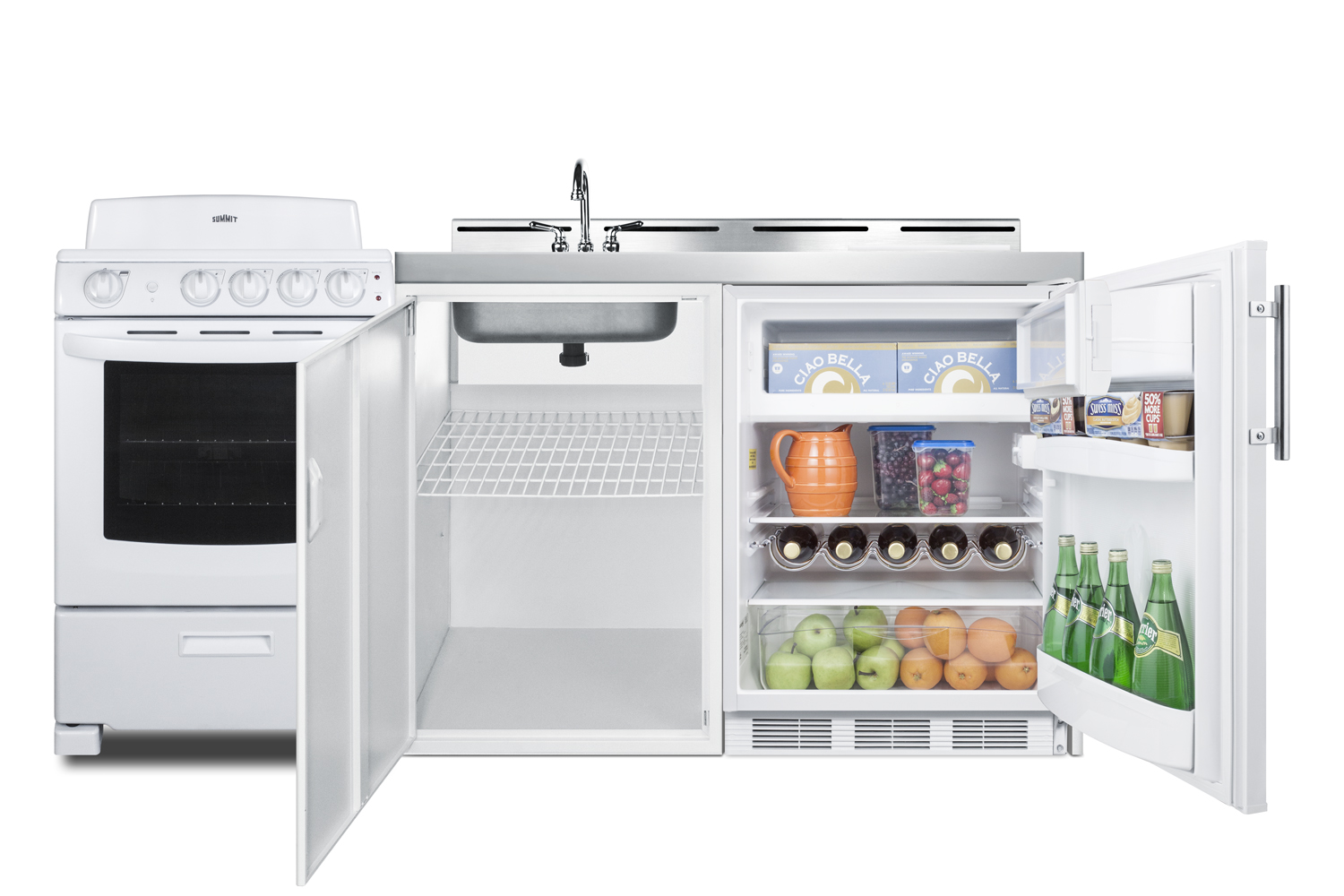 Summit - ACK72COILW - 72" Wide All-in-One Kitchenette with Electric ...