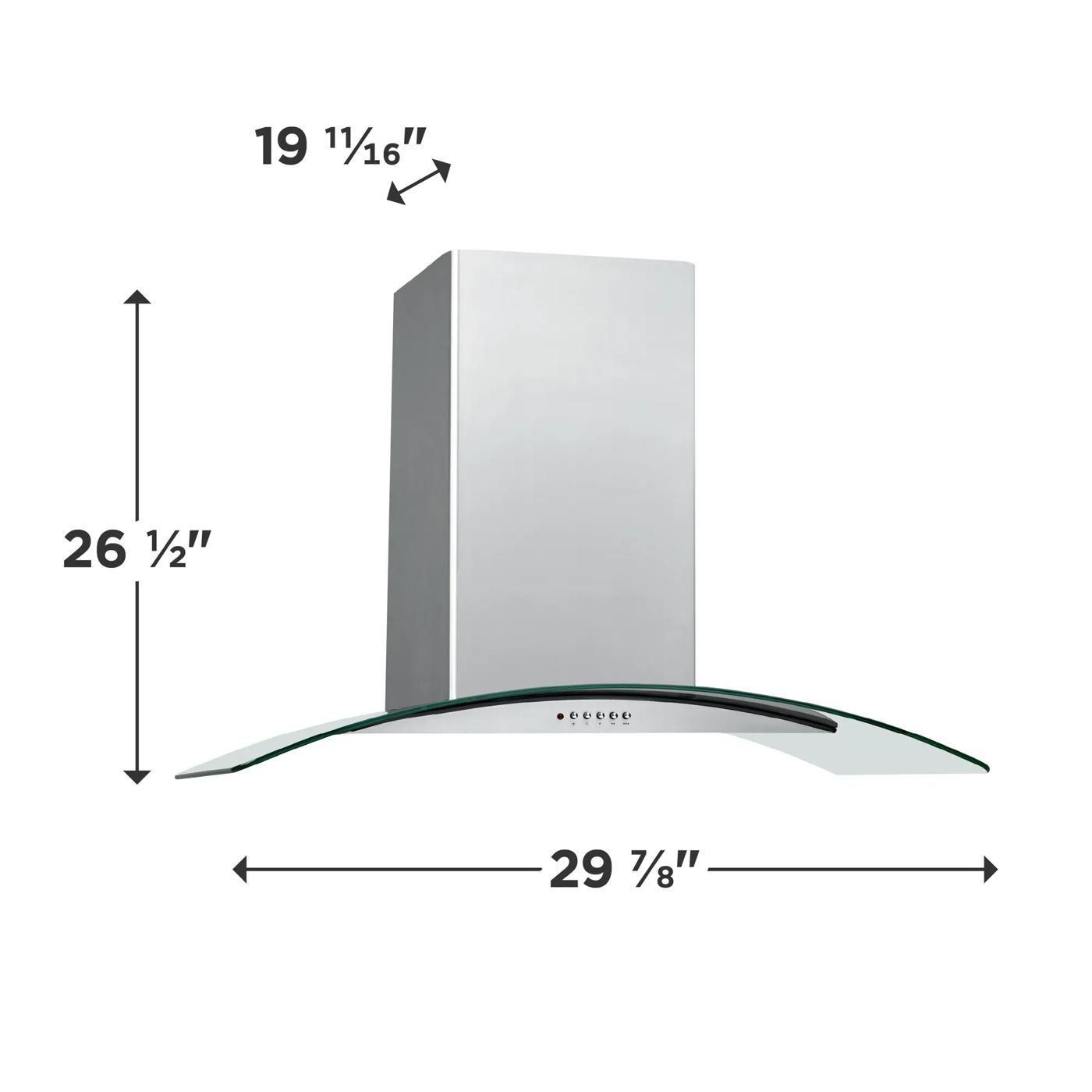 Frigidaire - FHWC3060LS - 30" Glass Canopy Wall-Mount Hood-FHWC3060LS ...