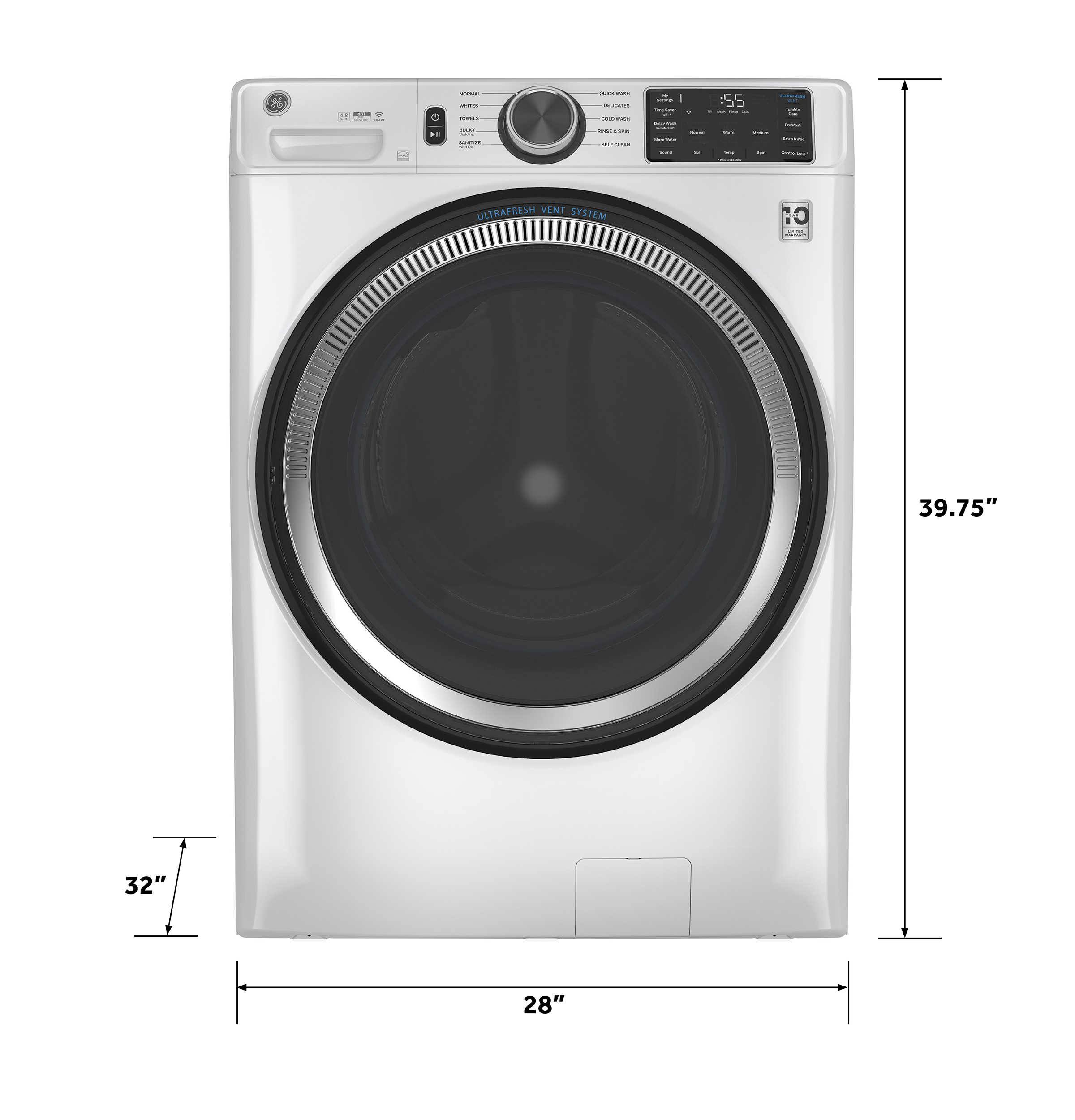 GE - GFW550SSNWW - GE® ENERGY STAR 4.8 cu. ft. Capacity Smart Front ...